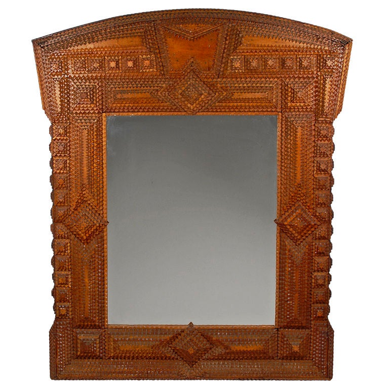 Wonderful Tramp Art Rounded Top Mirror Frame at 1stDibs