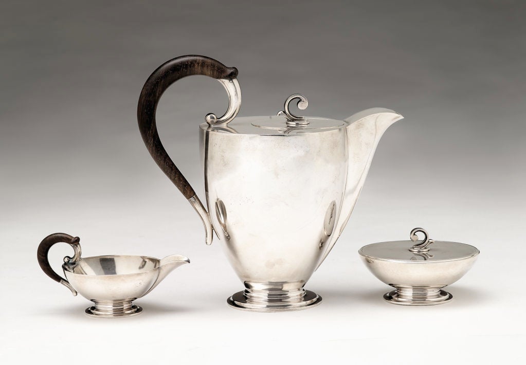 B. H. Edlund Swedish Sterling Silver 3 Piece Coffee Set 1946 at 1stDibs