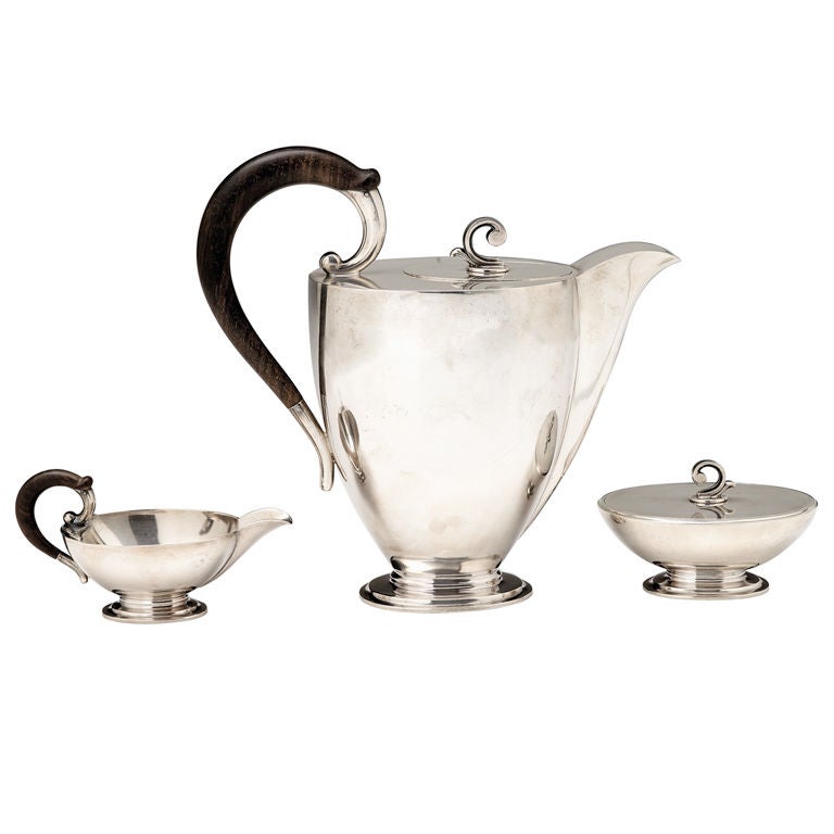 B. H. Edlund Swedish Sterling Silver 3 Piece Coffee Set 1946 at 1stDibs