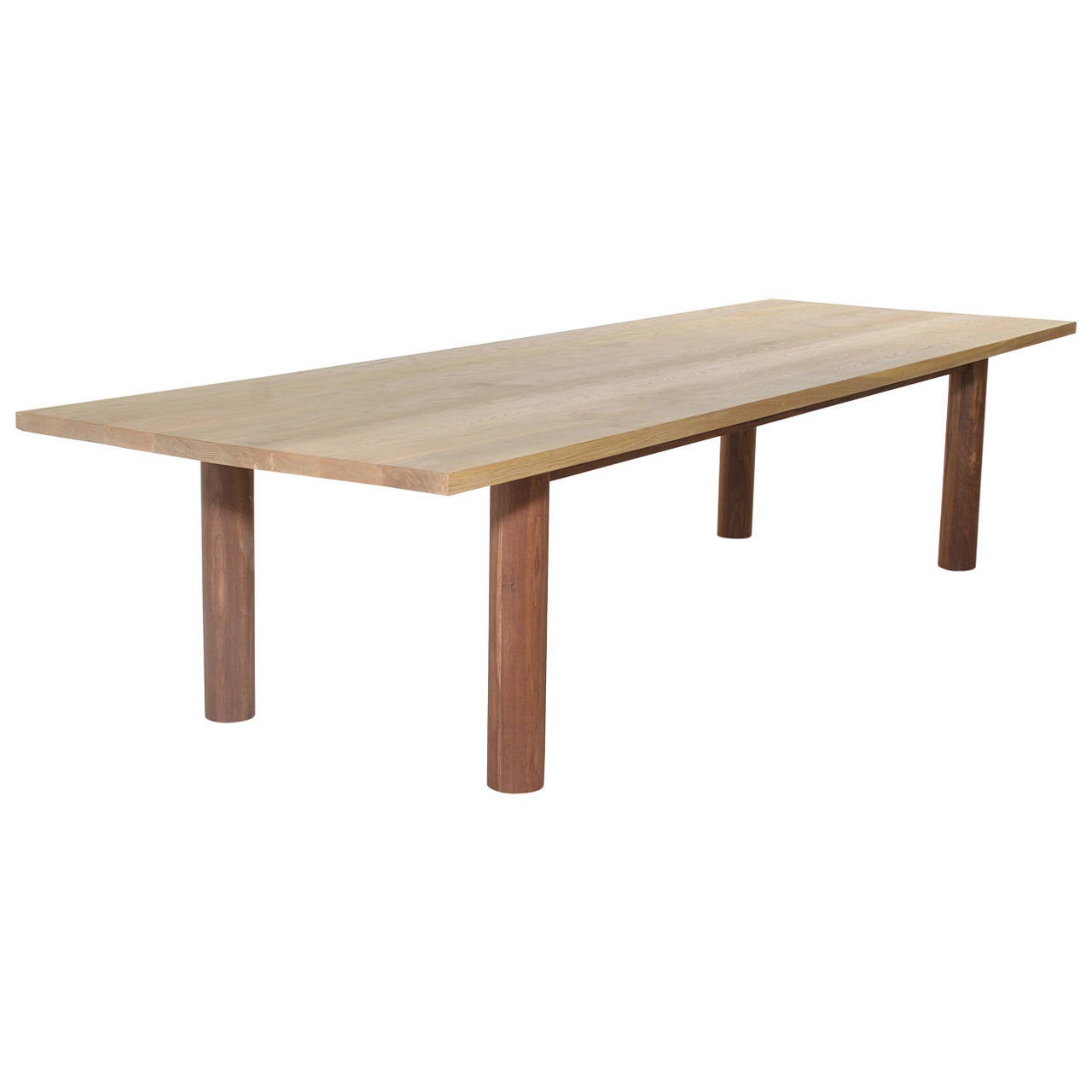 Oak Dining Table with Walnut Base By Thomas Hayes Studio at 1stDibs