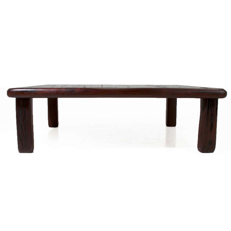 Massive vintage square coffee table made from reclaimed Ipe railroad ...