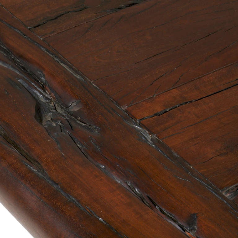 Massive vintage square coffee table made from reclaimed Ipe railroad ...