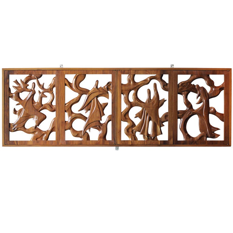 Sculptural Solid Walnut Window Frame and Shutters by Ray Leach at 1stDibs