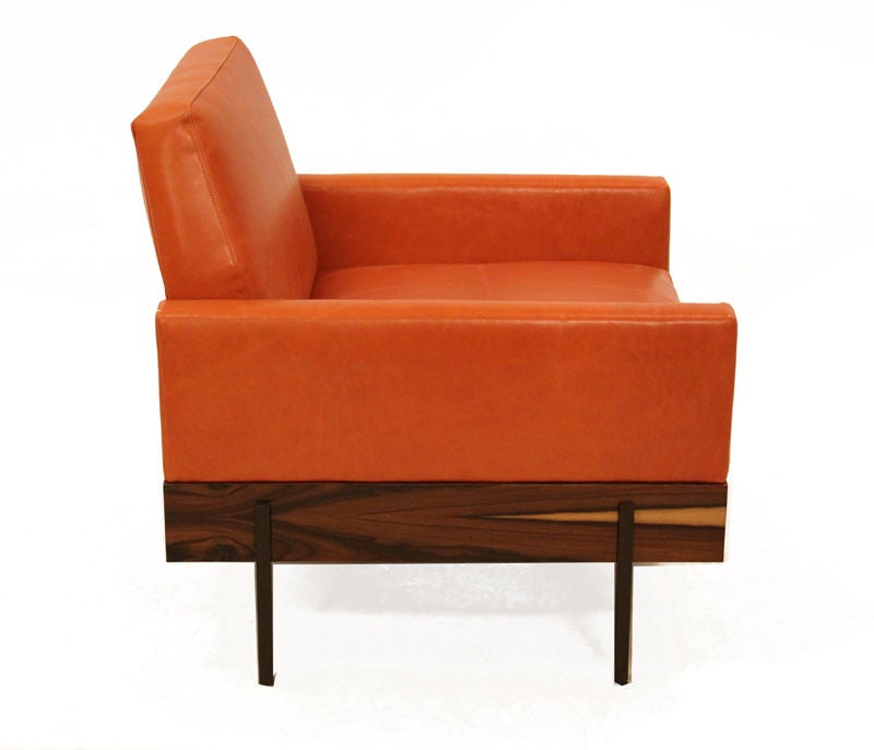 Pair of burnt orange leather arm chairs by Jorge Zalszupin at 1stDibs