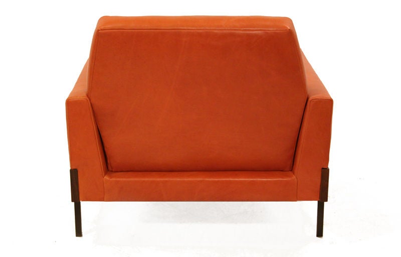 Pair of burnt orange leather arm chairs by Jorge Zalszupin at 1stDibs