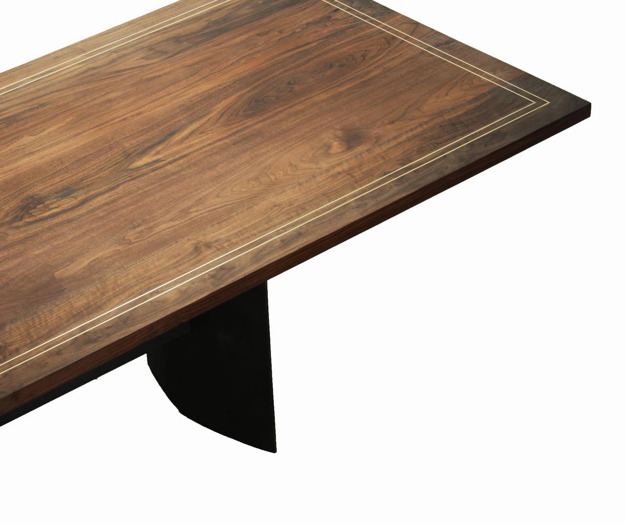 Custom Walnut Dining Table With Solid Brass Inlay At 1stdibs Brass Inlay Dining Table Brass