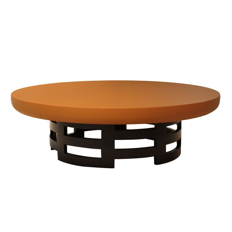 Kittinger Coffee Table with Custom Caramel Leather Top at 1stDibs