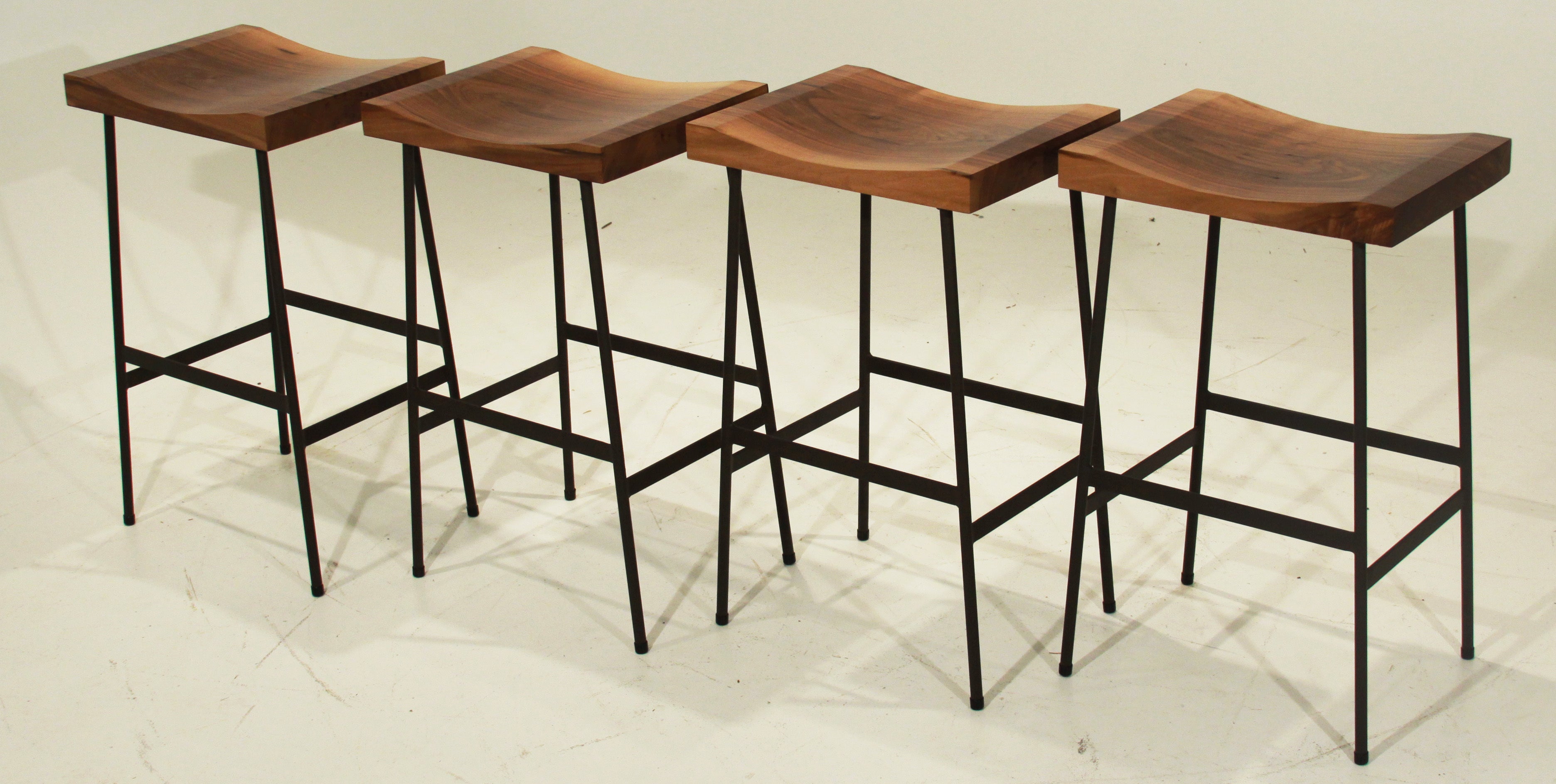 The Bunda Bar Stool in Walnut by Thomas Hayes Studio at 1stDibs