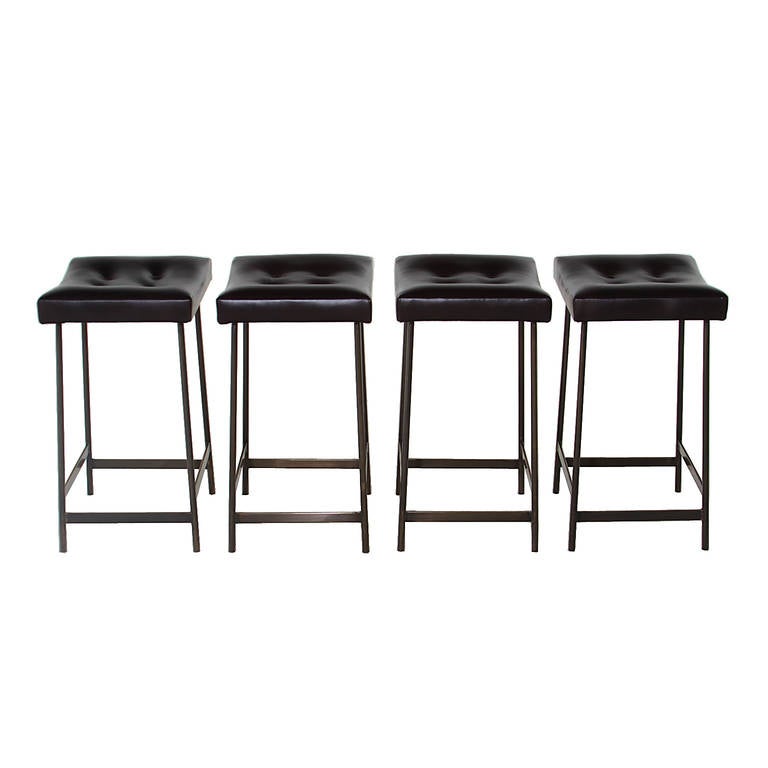 Brass and Leather Bunda Bar Stool by Thomas Hayes Studio For Sale at ...