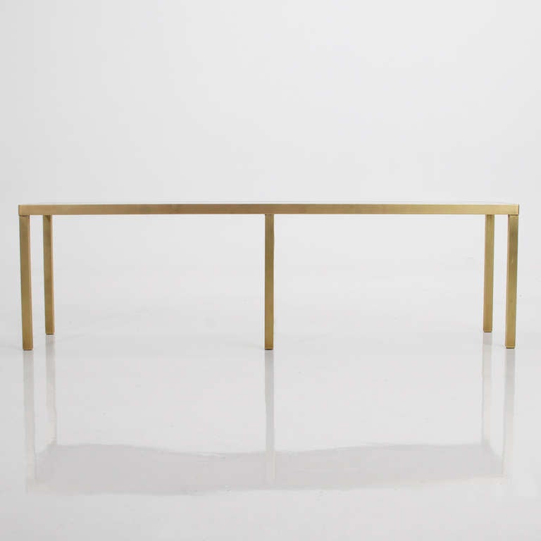 Narrow rectangular brass and marble coffee table by Edward Wormley at ...