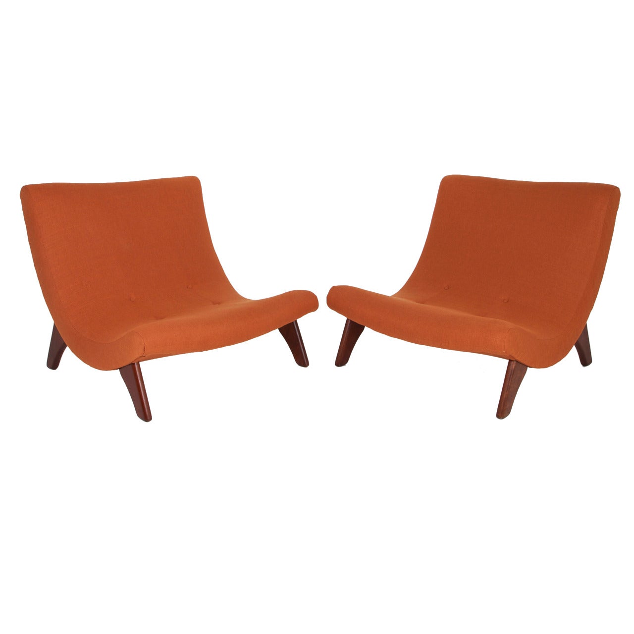 Large Scale Walnut Scoop Lounge Chairs attributed to Adrian Pearsall at ...