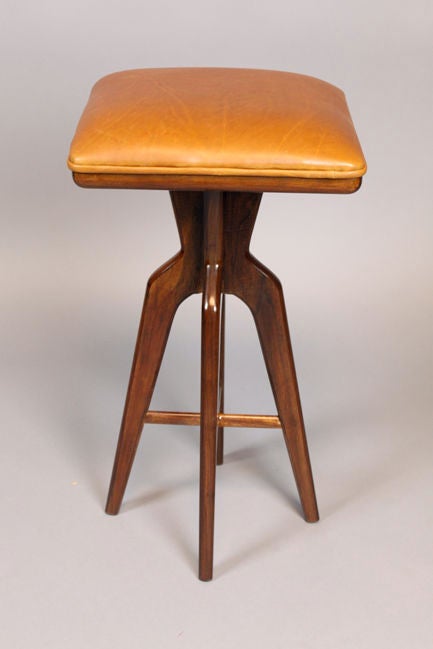 Set of 3 custom sculptural solid wood bar stools by Thomas Hayes Studio ...