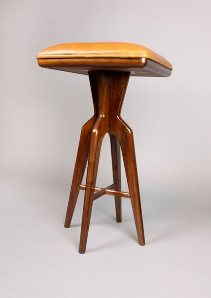 Set of 3 custom sculptural solid wood bar stools by Thomas Hayes Studio ...