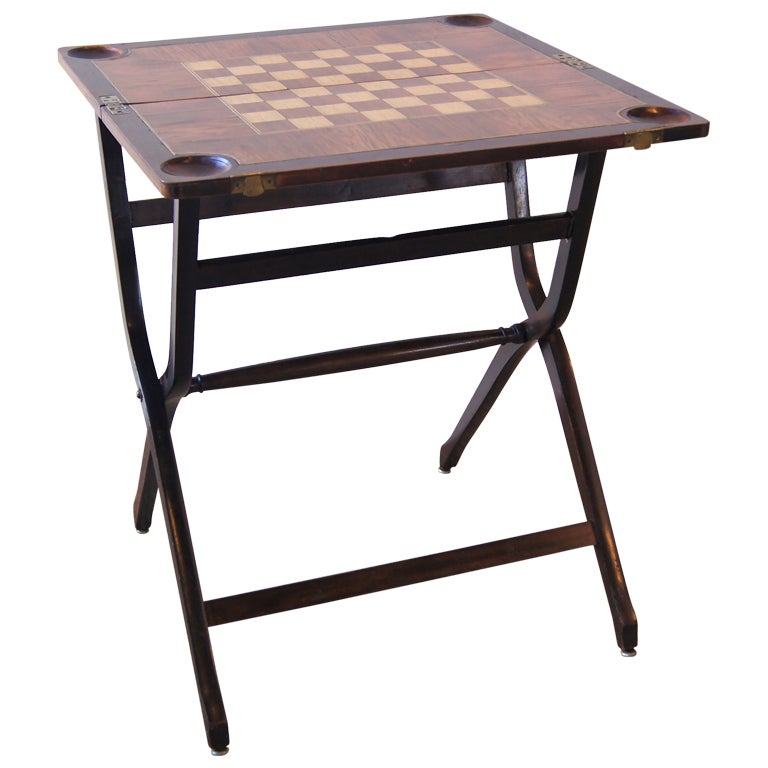 Unusual Folding Campaign Style Games Table at 1stDibs