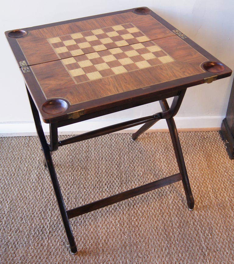 Unusual Folding Campaign Style Games Table at 1stDibs