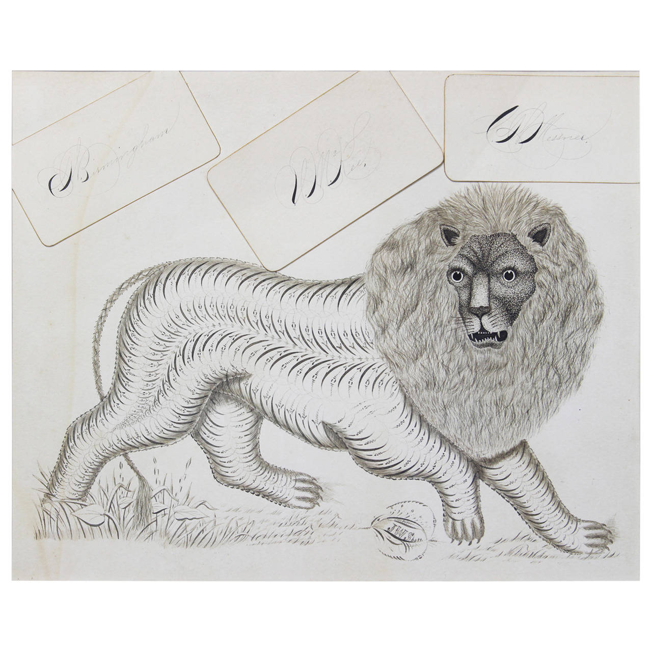 Mid-19th Century Calligraphy Lion at 1stDibs
