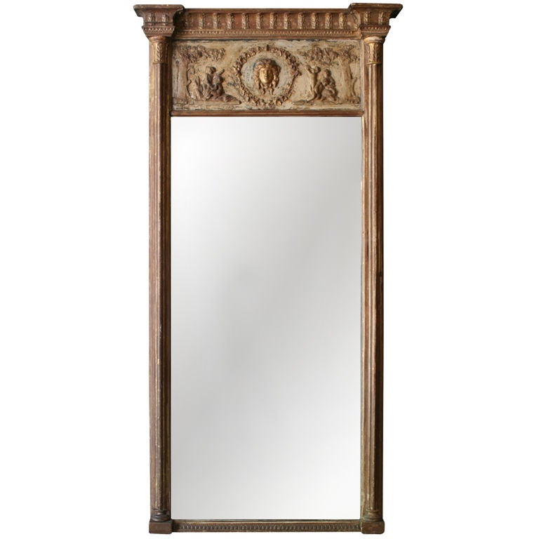 French Classical Gilded and Painted Pier Mirror at 1stDibs