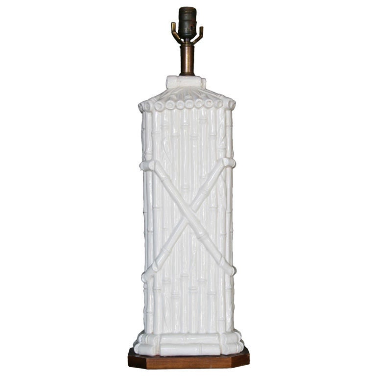 Italian Faux Bamboo Ceramic Lamp at 1stDibs