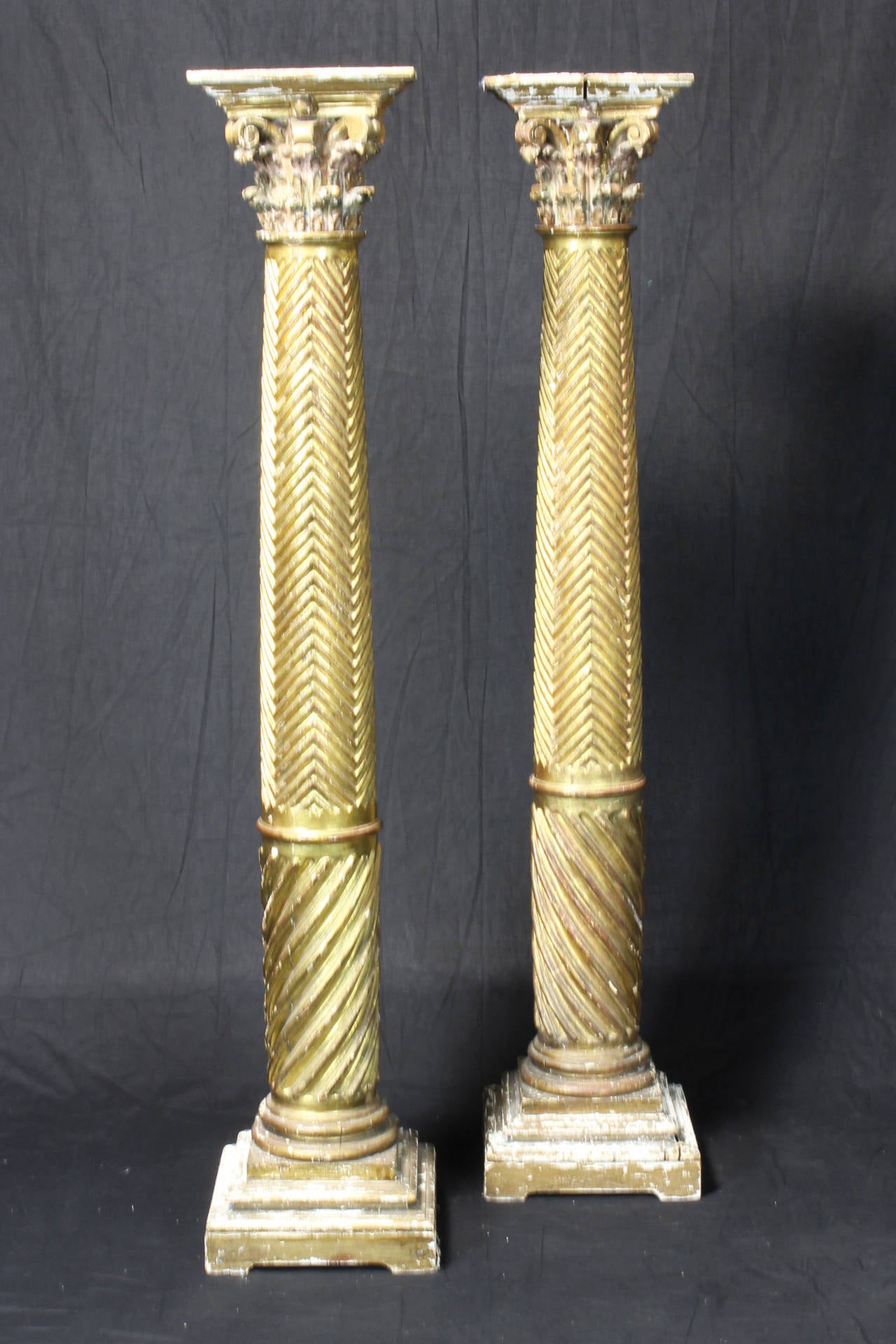 Pair of 19th Century Italian Neoclassical Gilt-Wood Columns at 1stDibs