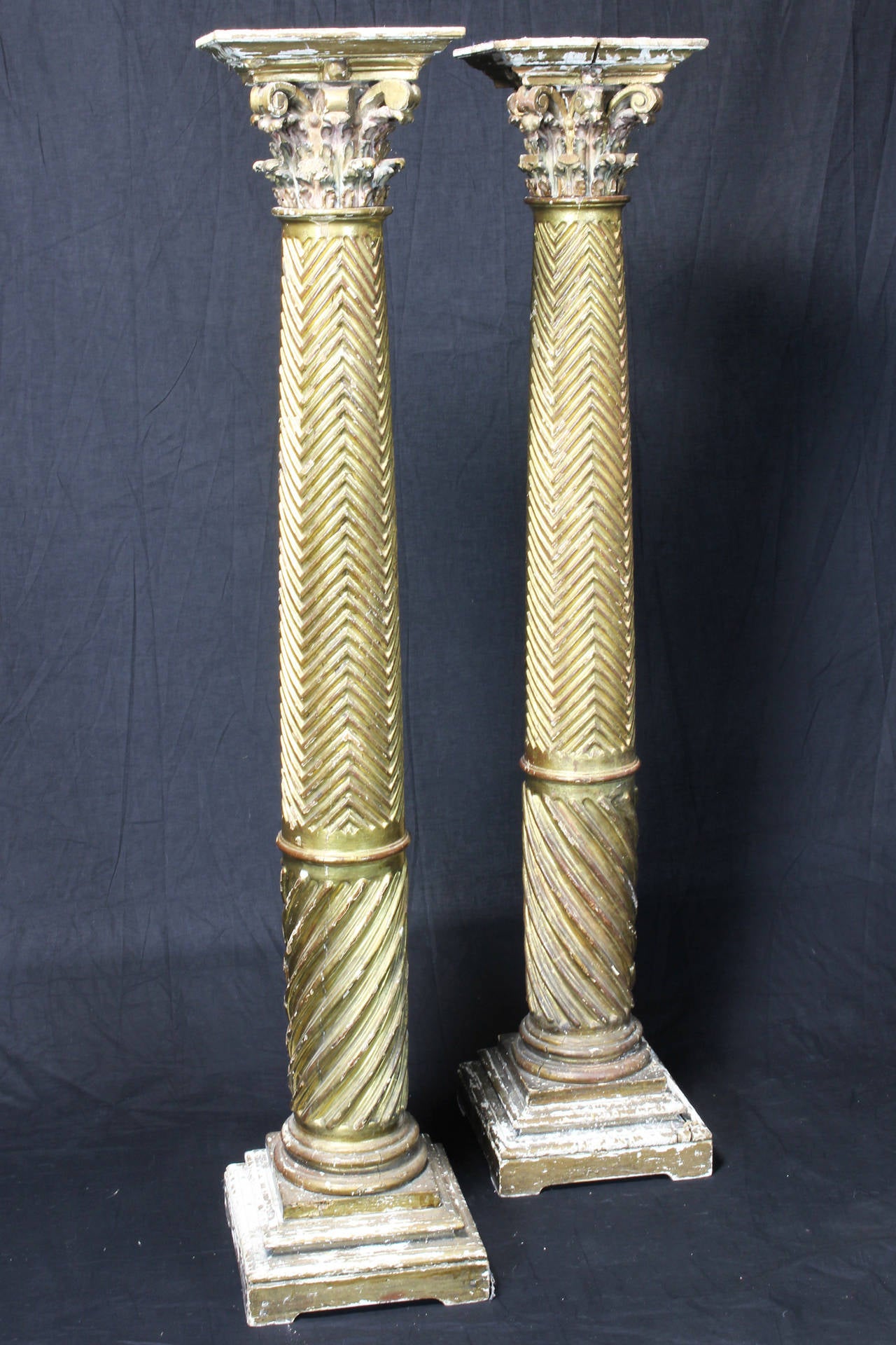 Pair of 19th Century Italian Neoclassical Gilt-Wood Columns at 1stDibs