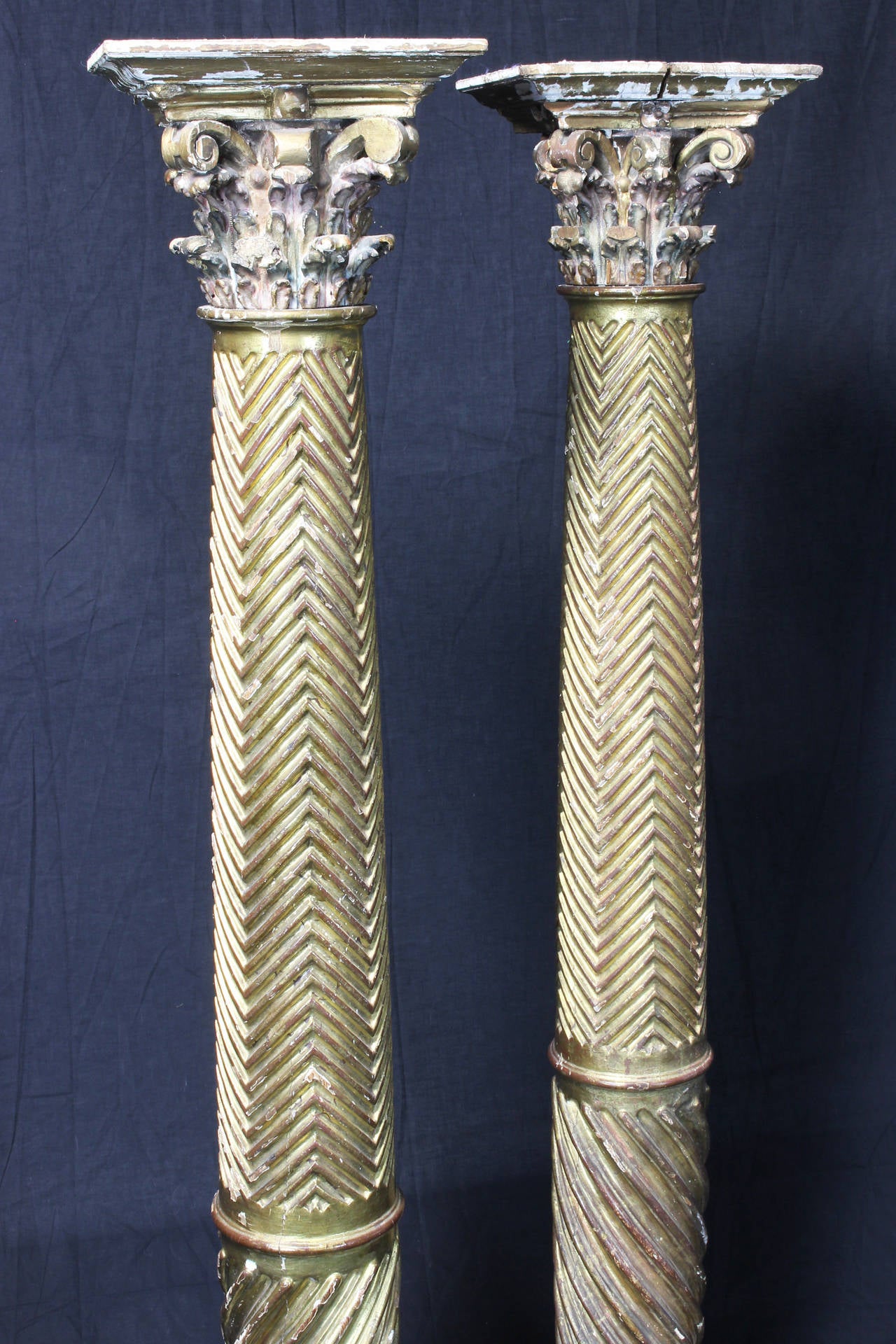 Pair of 19th Century Italian Neoclassical Gilt-Wood Columns at 1stDibs