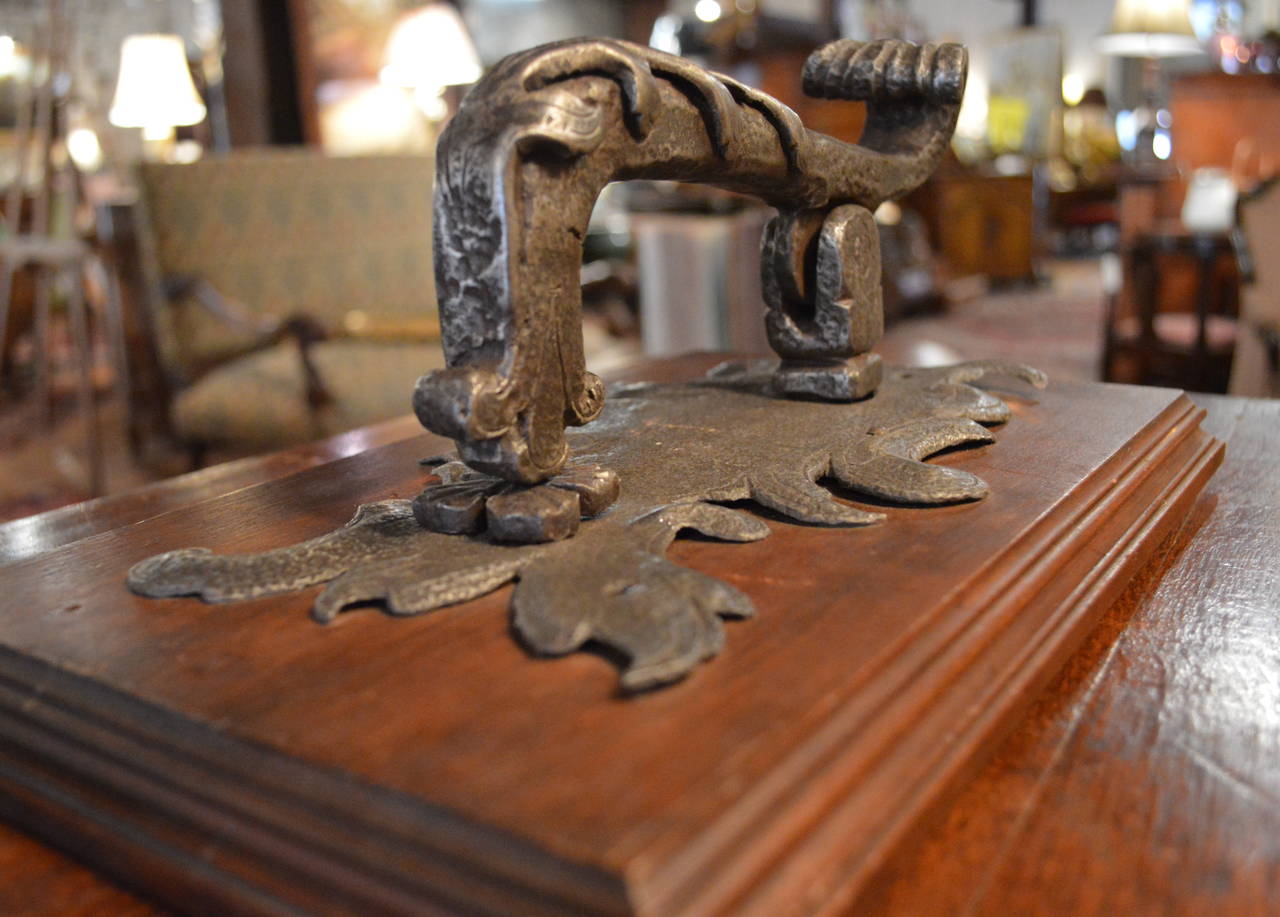 Very Rare French Rococo Hand-Wrought Iron Door Knocker For Sale at 1stDibs