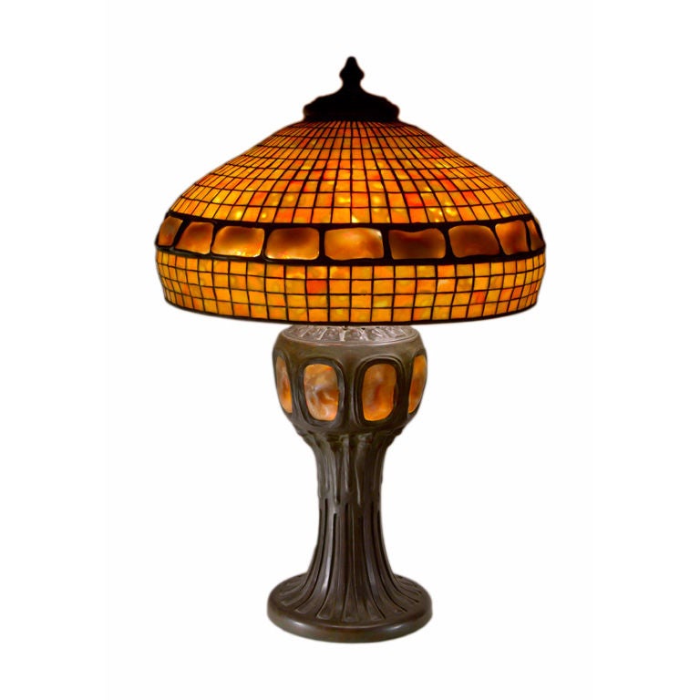 Tiffany Studios Belted Turtleback Tile Table Lamp at 1stDibs