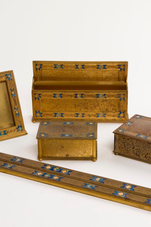Tiffany Studios "Double XX" Pattern Desk Set at 1stDibs