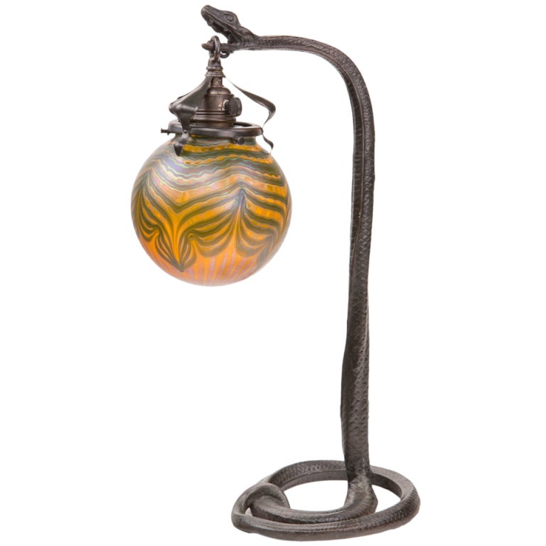 Austrian Art Nouveau Snake Table Lamp at 1stDibs | snake lamp, gold ...