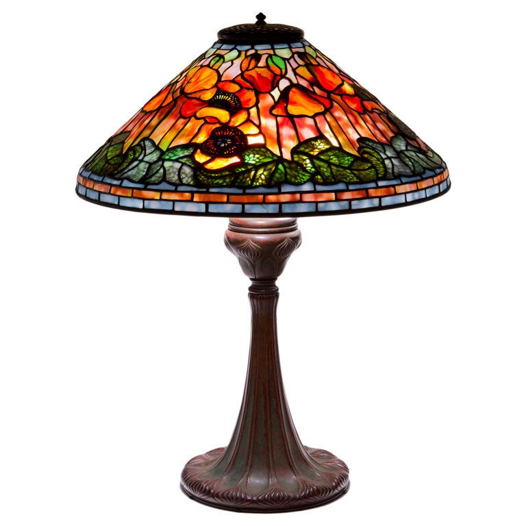Tiffany Studios Sunset Poppy Table Lamp at 1stDibs
