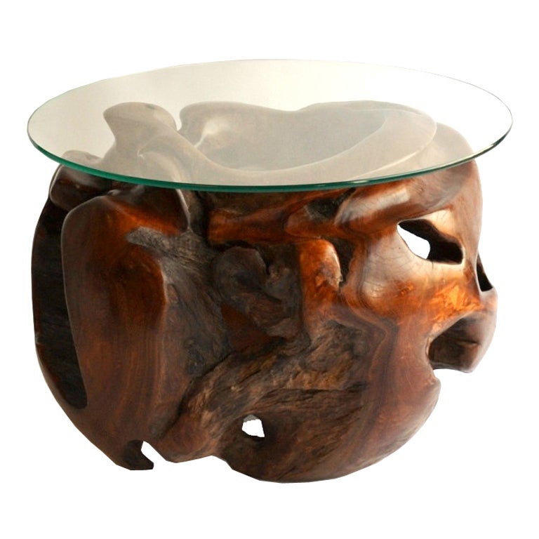 Mid Century Occasional Table with Teak Root Base at 1stDibs