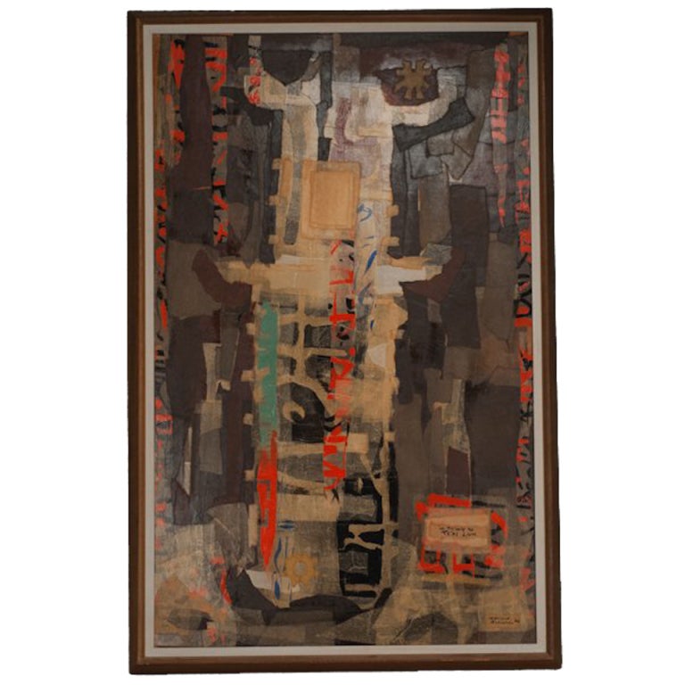 Mixed Media Abstract by Leonard Maurer; Signed and Dated 1962 at 1stDibs