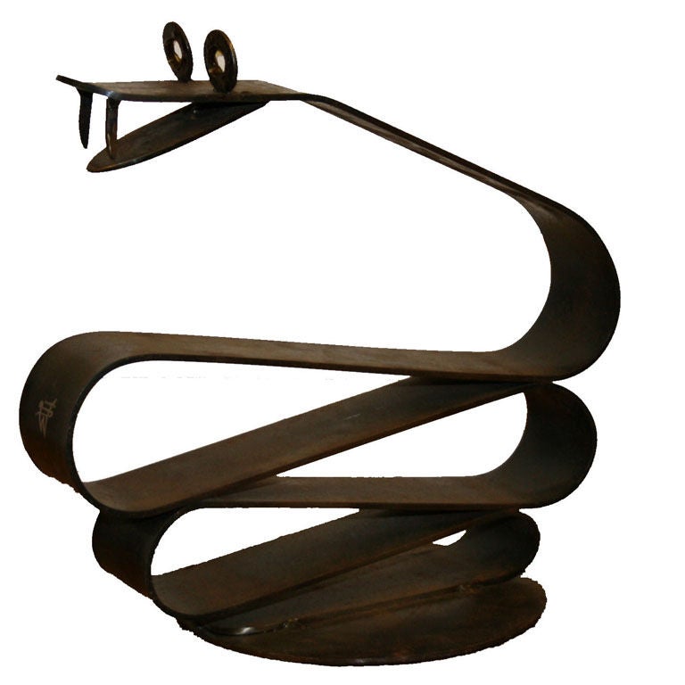 Mid Century Metal Snake Sculpture at 1stDibs