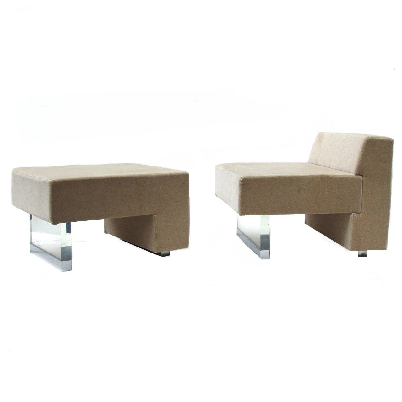 Vladimir Kagan Sofa Omnibus Lounge Chair and Ottoman for Gucci at 1stDibs