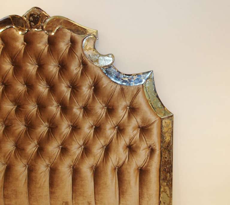 Hollywood Regency Headboard with Button Tufted Velvet at 1stDibs ...