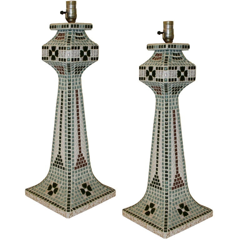 Pair of Tiled Lamps at 1stDibs