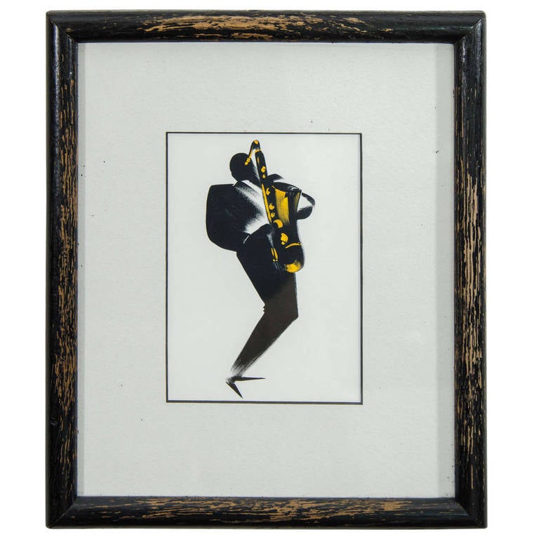 Midcentury Set of Four Framed Jazz Prints at 1stDibs