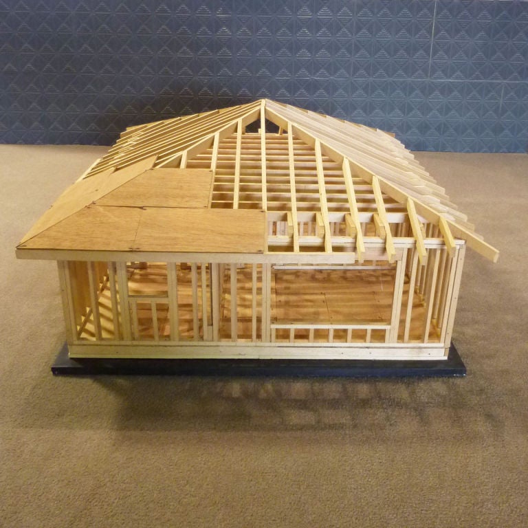 Wood Construction Model of a Square House at 1stDibs