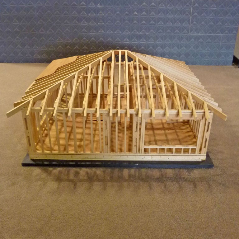 Wood Construction Model of a Square House at 1stDibs