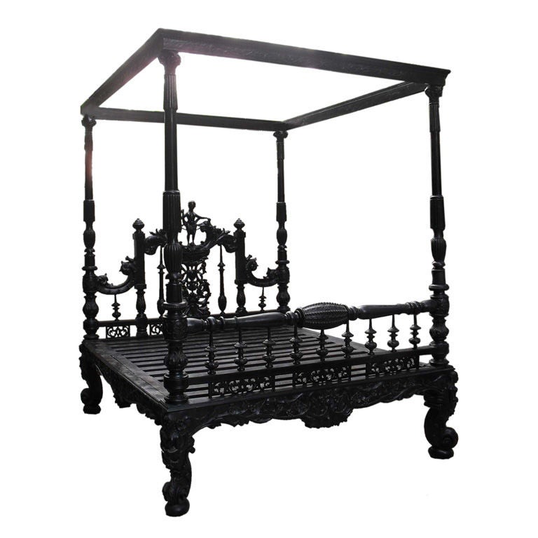 Mahogany Indian Palace Bed For Sale at 1stDibs