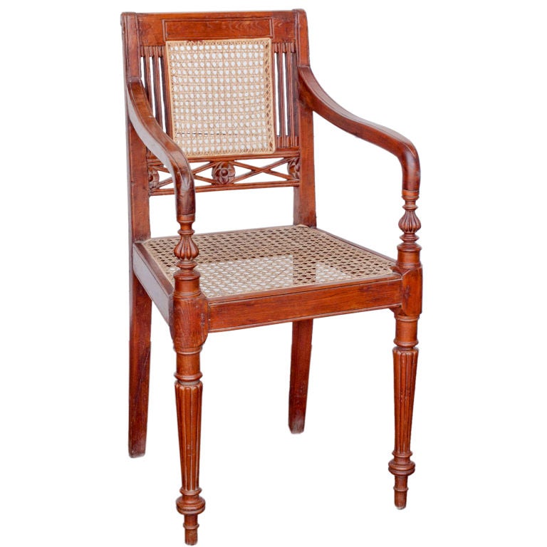 Anglo-Indian Solid Teak Arm Chair at 1stDibs