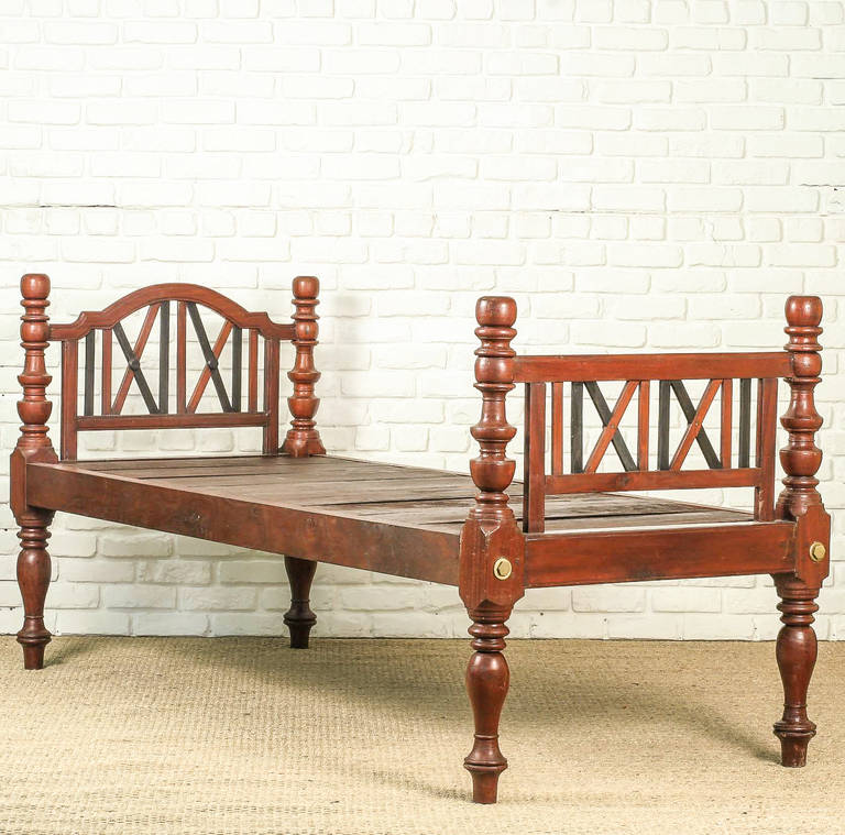 Anglo-Indian Ebony and Jackfruit Wood Bed from Ceylon at 1stDibs