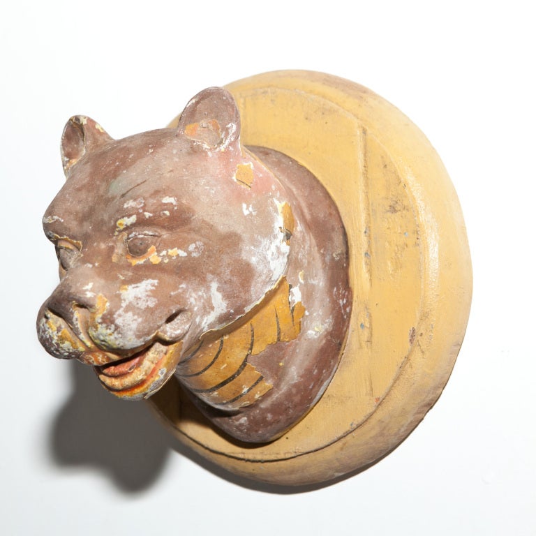 Pair of Indian Ceramic Tiger Head Wall Mounts at 1stDibs