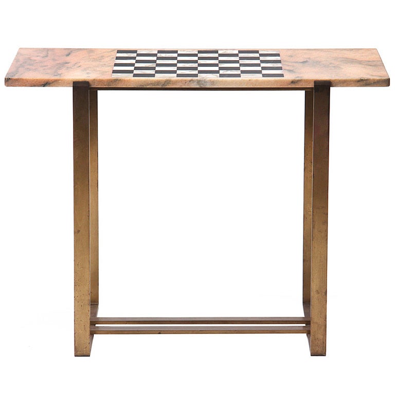 Marble And Brass Chess Table at 1stDibs