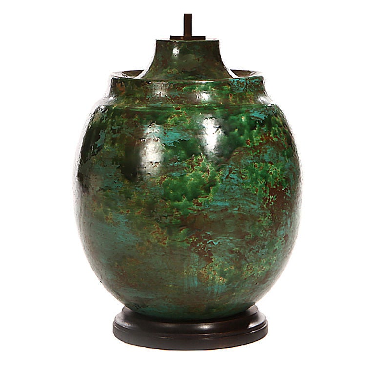 Green Ceramic Lamp at 1stDibs