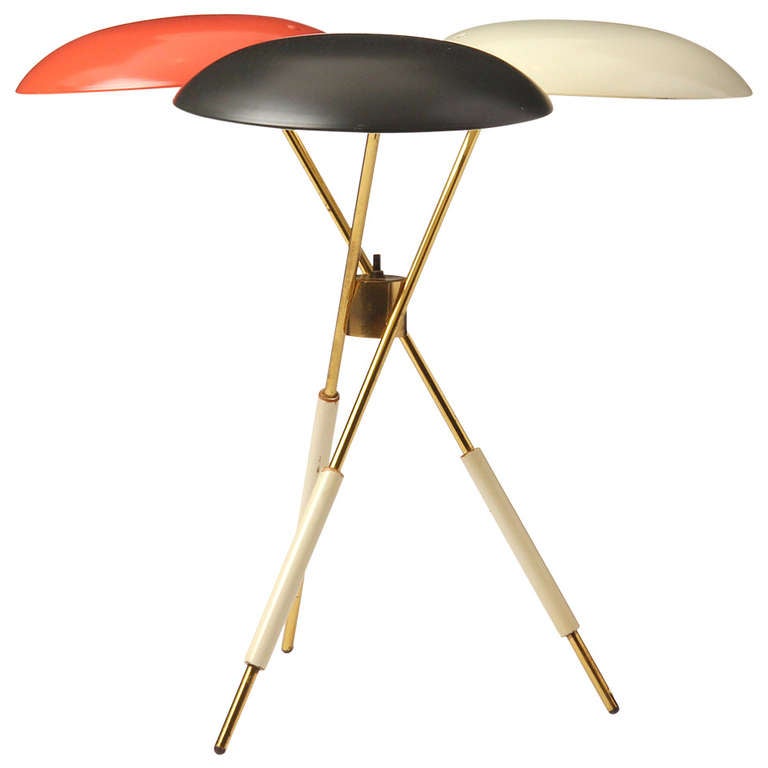 Tri-Color Tripod Desk Lamp by Gerald Thurston at 1stDibs