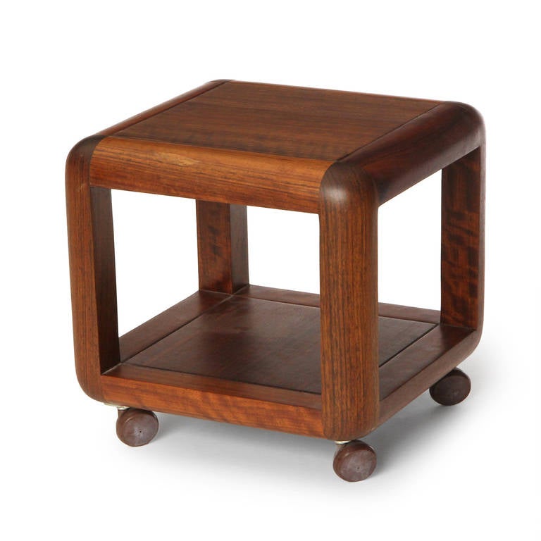 Walnut End Tables on Casters by Gerald McCabe For Sale at 1stDibs