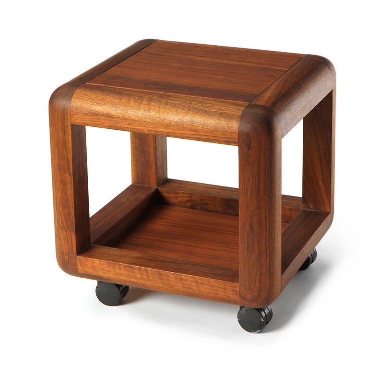 Walnut End Tables on Casters by Gerald McCabe For Sale at 1stDibs