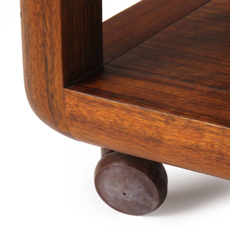 Walnut End Tables on Casters by Gerald McCabe For Sale at 1stDibs