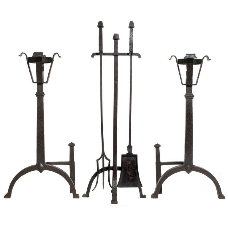 Giant Andiron and Firetool Set For Sale at 1stDibs